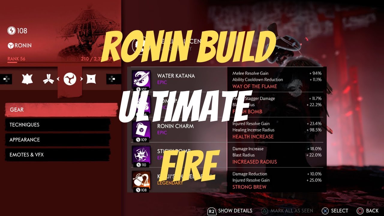 Ronin Ultimate Fire build (INSANE FIRE & DAMAGE) | Ghost of Tsushima ...