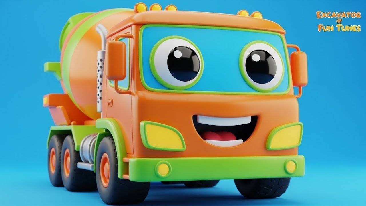 Fun Kids Songs with Concrete Mixer and Digger | 3D Animation - YouTube