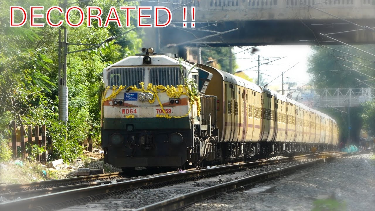 EMD Decorated with FLOWERS !! CHAMARAJANAGAR TUMAKURU PASSENGER SPECIAL ...