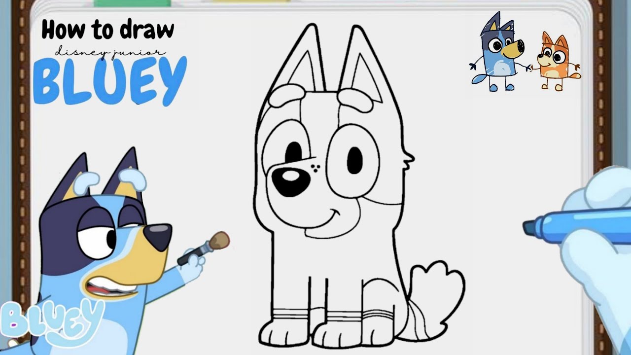 How to draw bluey 😱 | Bluey & Bingo 🔵 drawing cartoon characters for ...