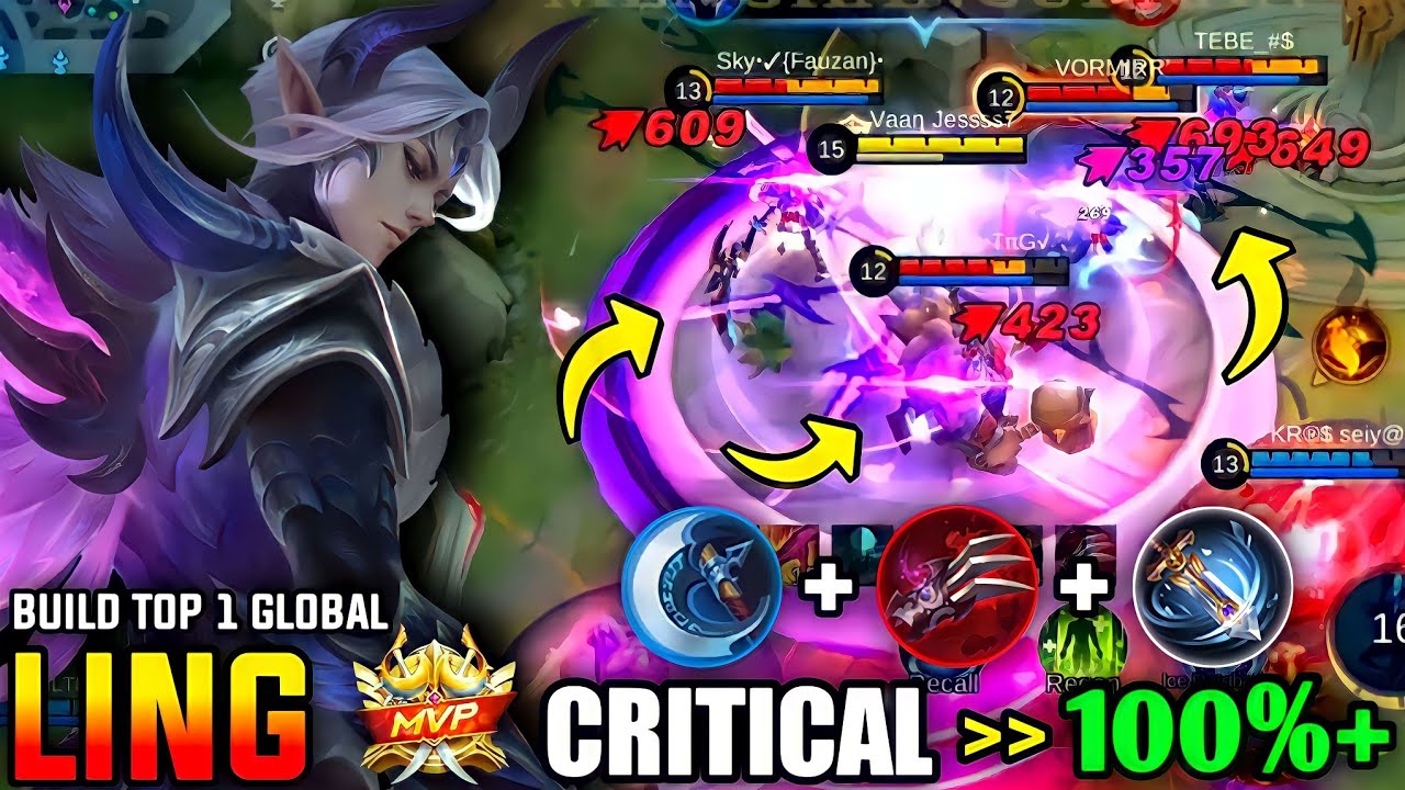 LING SUPER AGGRESSIVE || 100%++ CRITICAL DAMAGE!! BUILD TOP GLOBAL!!🔥🔥 ...