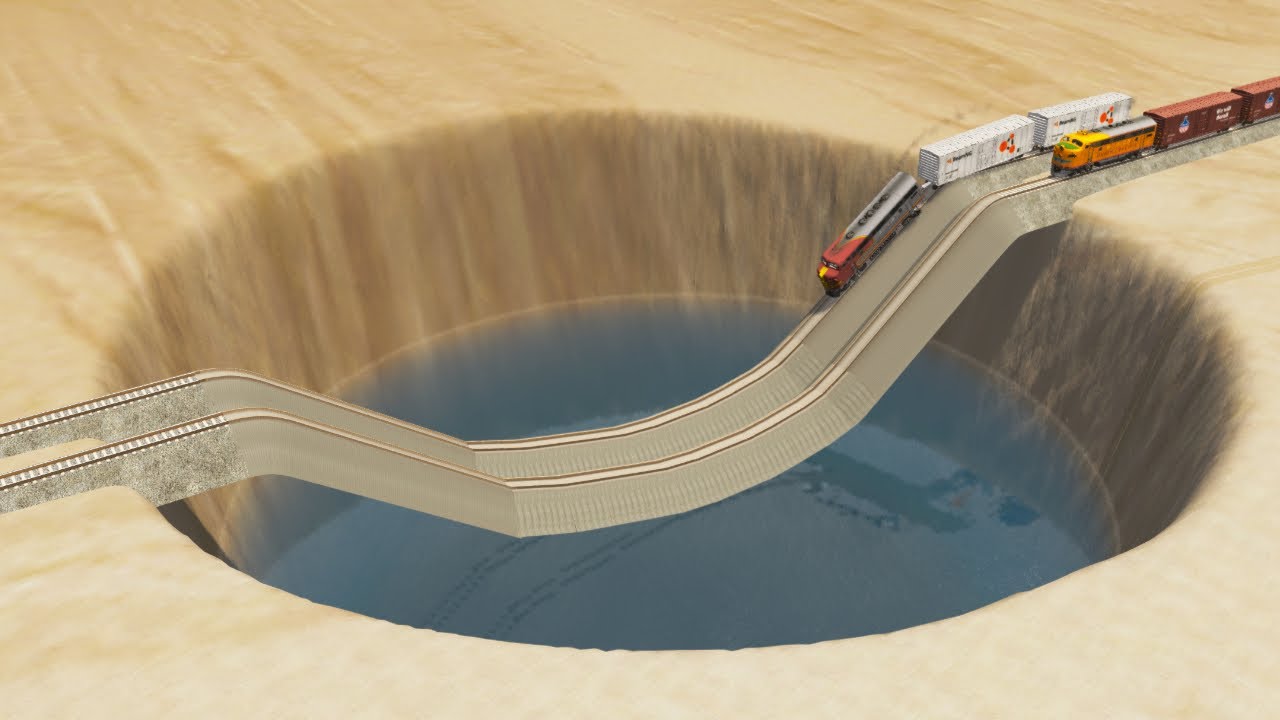 Impossible Weird Wave Rail Tracks Vs Trains Crossing - BeamNG.Drive ...