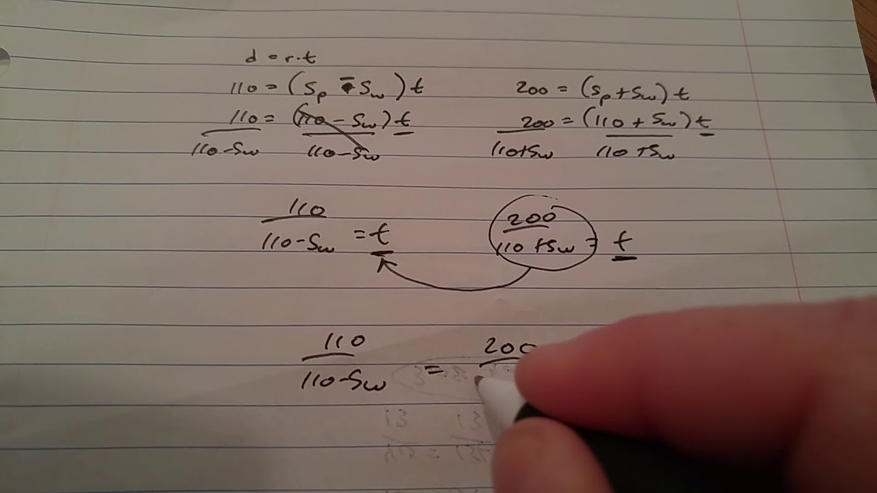 Rational equation (distance) application #20 - YouTube