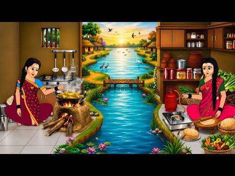 नदी किनारे दो बहनों की खेती और ससुराल | Hindi Saas Bahu Kahani | Hindi Cartoon stories  @SRTVCartoon