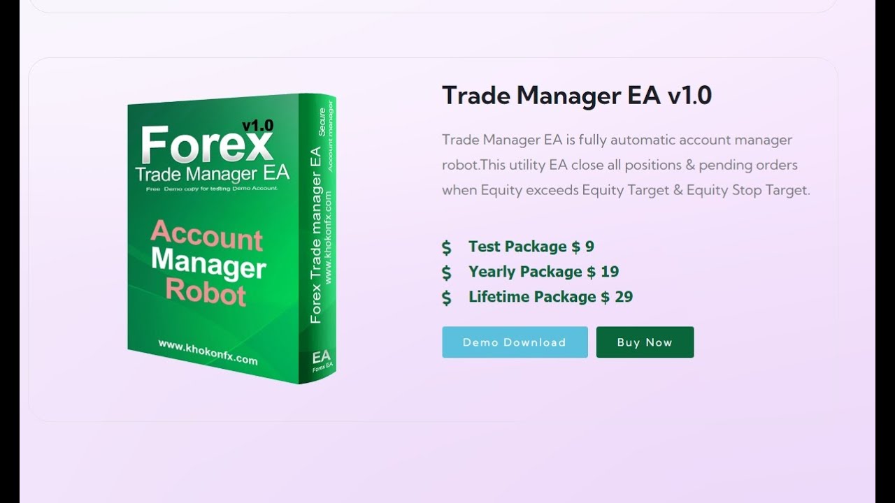 Forex Trade Manager Robot | Auto Account Manager Robot From KhokonFX ...