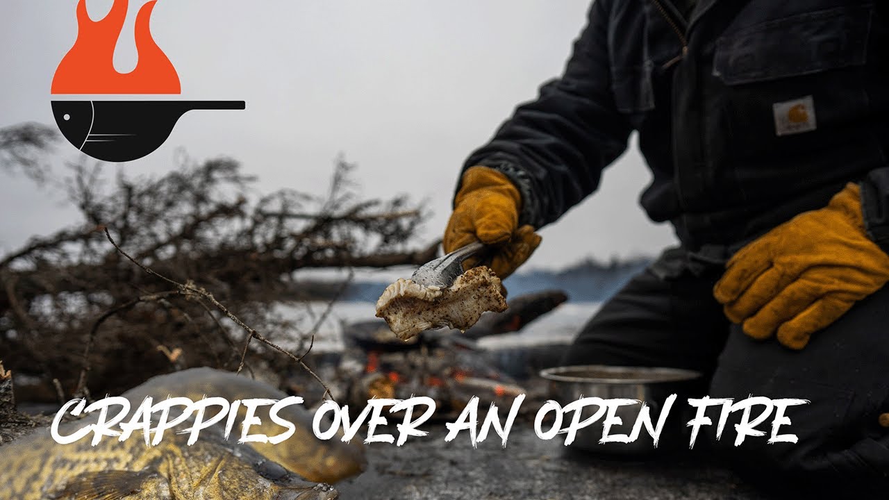 Ice fishing and cooking Crappie over an open fire! - YouTube