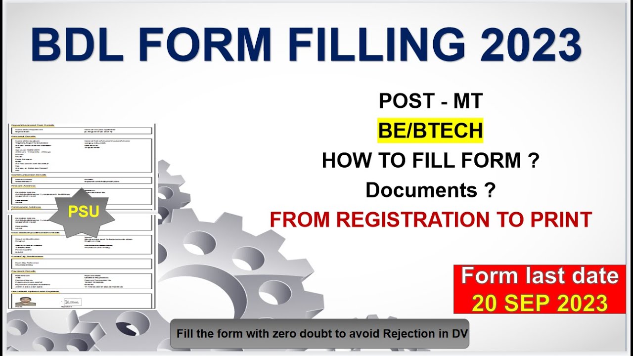 BDL MANAGEMENT TRAINEE ONLINE APPLICATION FORM FILLUP (2023) - YouTube