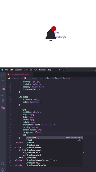 bell notification using html css #shorts #htmlcss #html #htmlcsstutorial #coding #htmltutorial ...