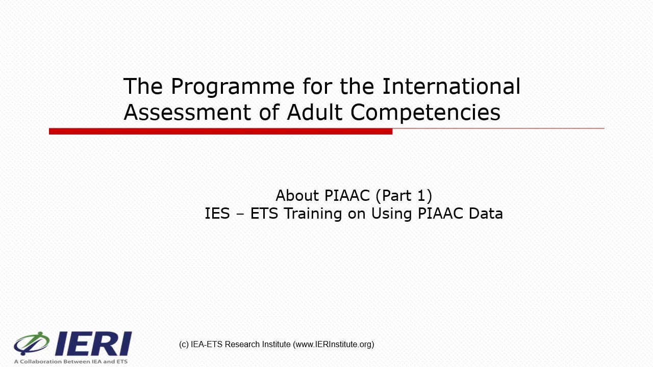 1a. Introduction to PIAAC - Part 1 - YouTube