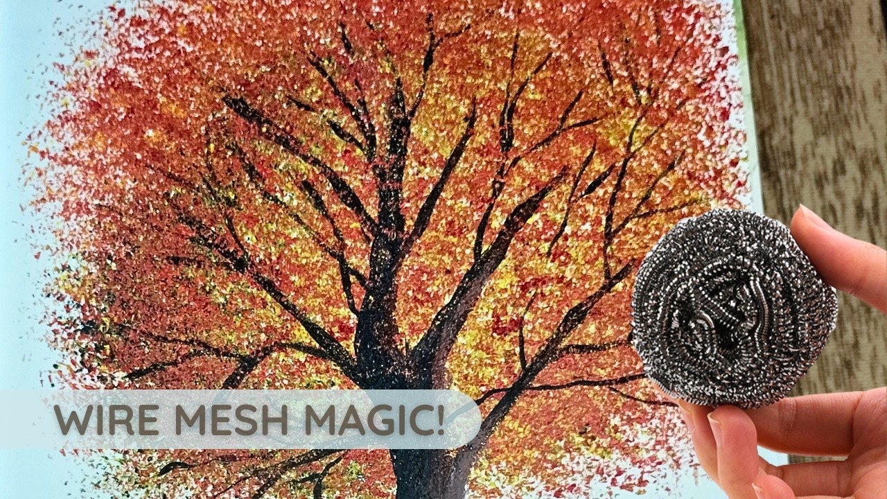 Autumn Tree Painting: Wire Mesh Texture Hack | Satisfying Timelapse 🍂 ...