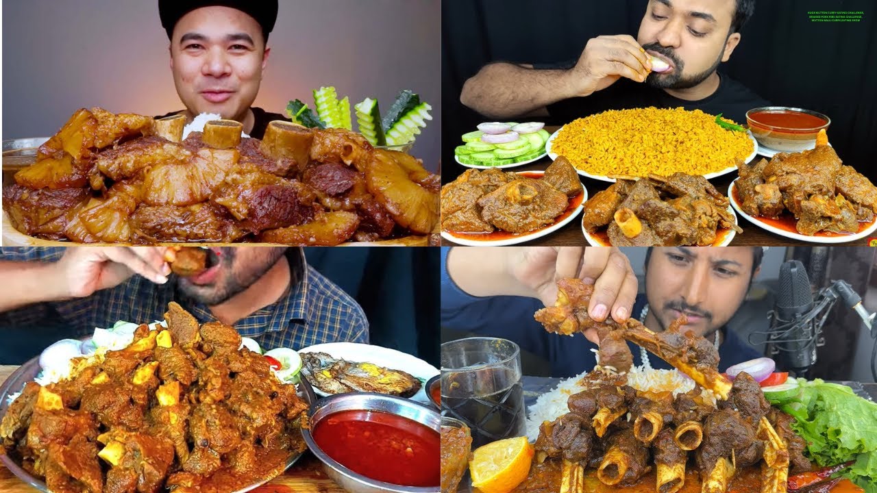 HUGE MUTTON CURRY EATING CHALLENGE,BRAISED PORK RIBS EATING CHALLENGE ...