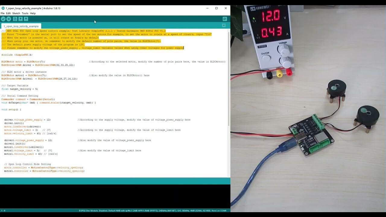 makerbase esp32foc example 1 dual motor open loop - YouTube