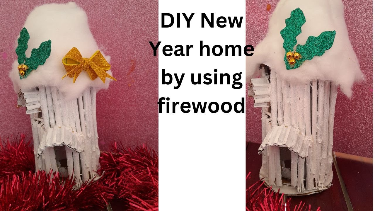 DIY New year house / firewood house with snow / How to make a snow ...