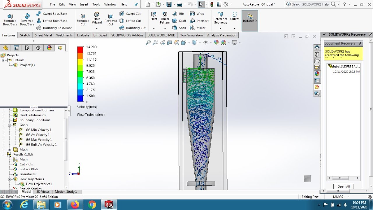 Cyclone Separator Flow Simulation - YouTube