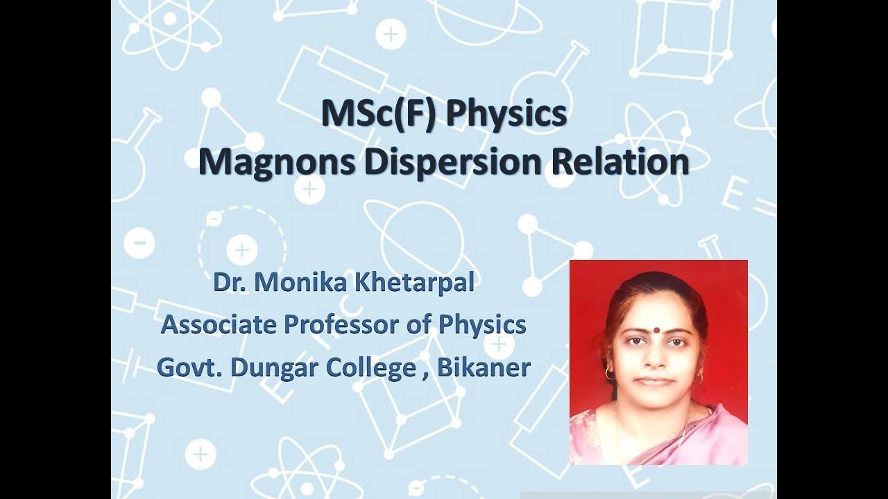 Magnons Dispersion Relation | Dr.Monika Khetarpal - YouTube