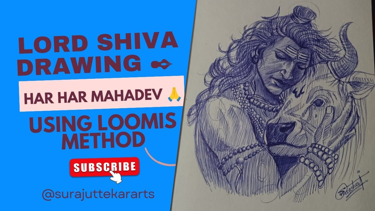 Mahadev ji drawing | Using Loomis method | Har Har Mahadev | Pen ...