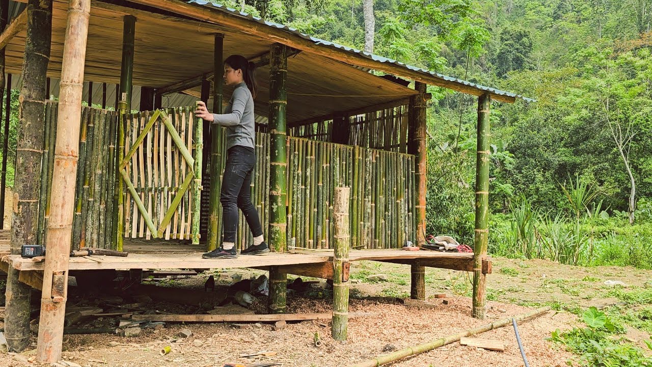 Single Woman Builds Bamboo House, Taking a New Step in Her Life Journey - YouTube