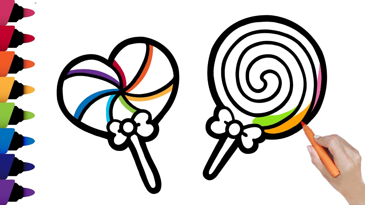 How to Draw Lollipop Candy | Menggambar Dan Mewarnai Lolipop untuk Anak ...