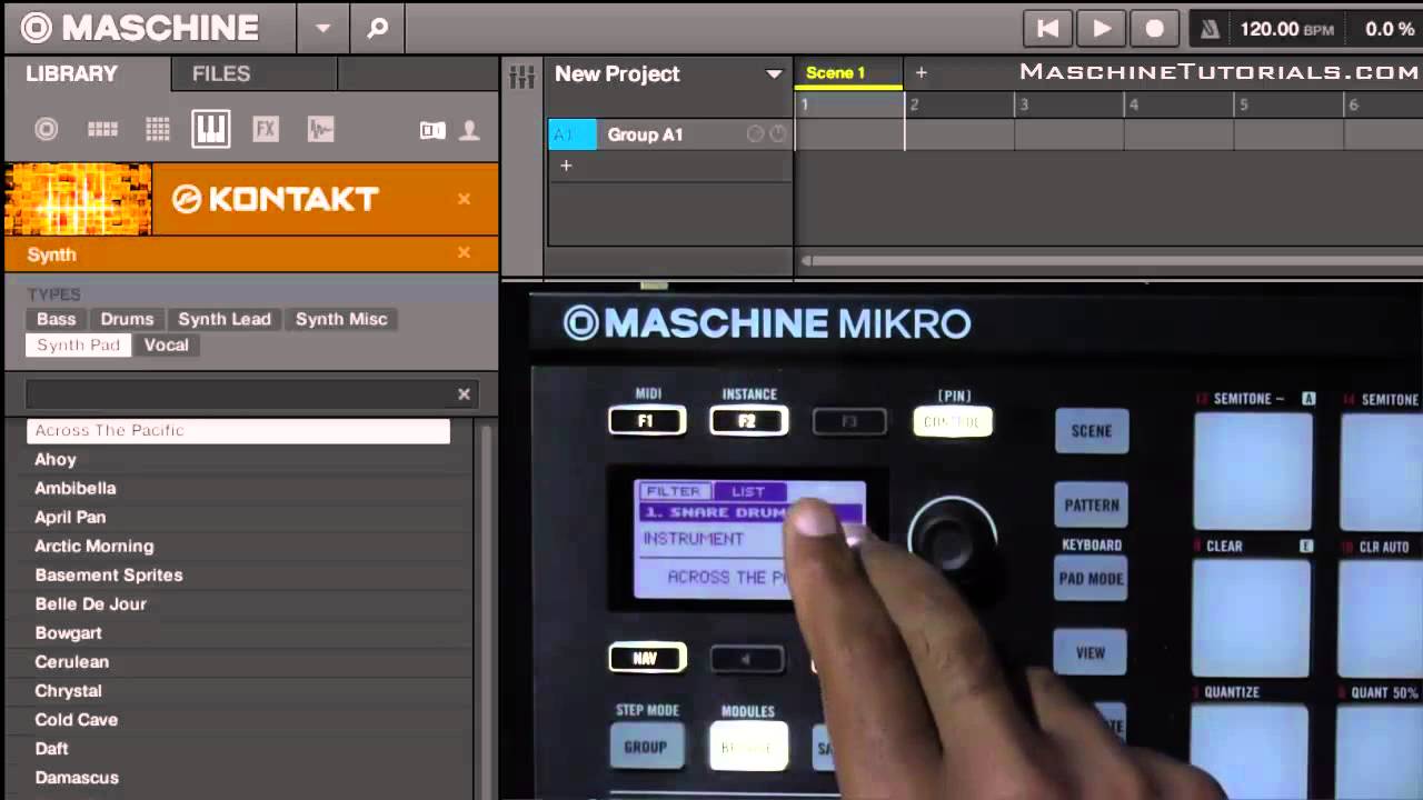 Maschine 2.0 browsing from the Maschine Mikro Controller - YouTube