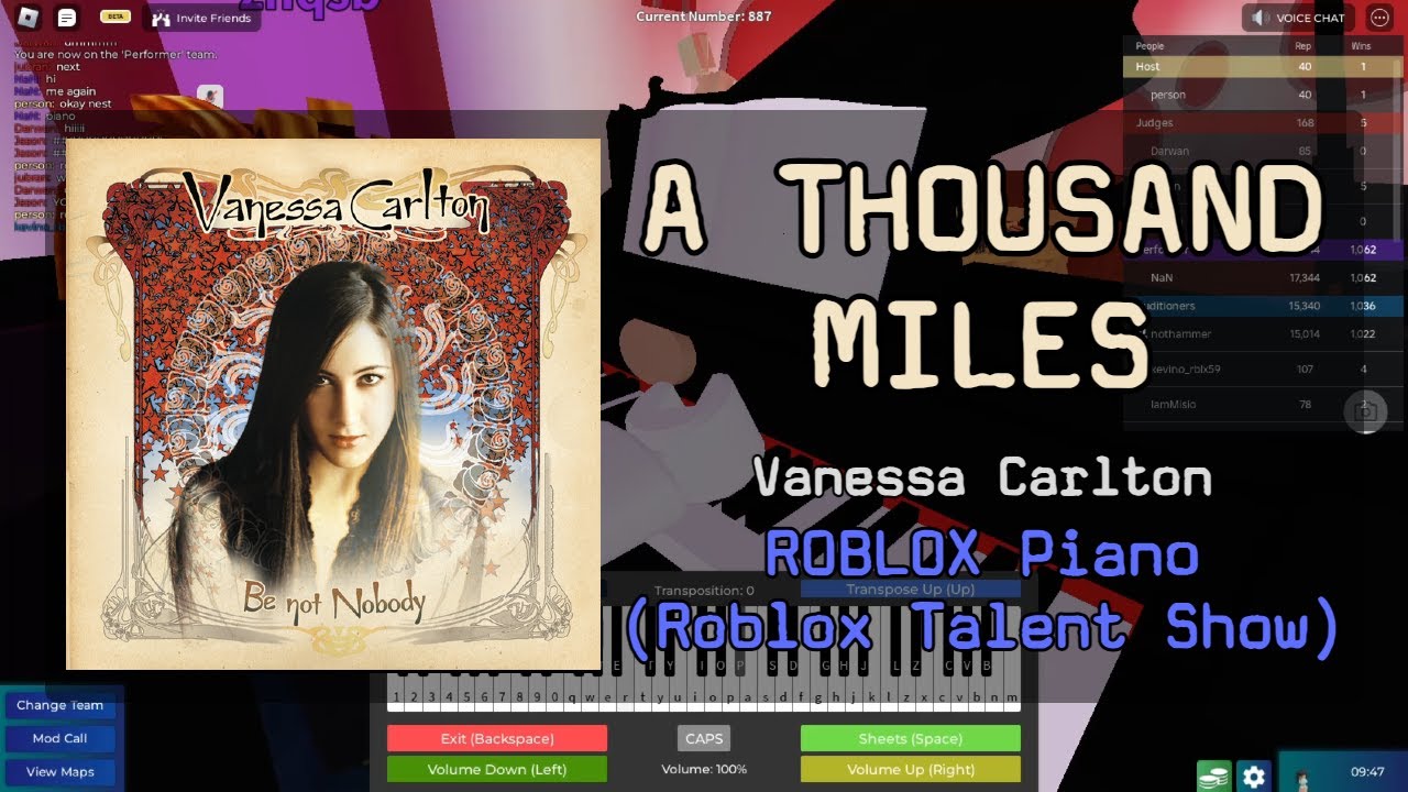 A Thousand Miles - Vanessa Carlton | Roblox Got Talent (ROBLOX Piano ...
