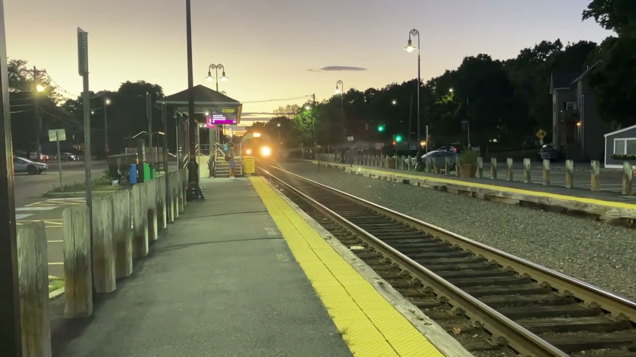 MBTA Commuter Rail train arriving at Reading Station with a short ...