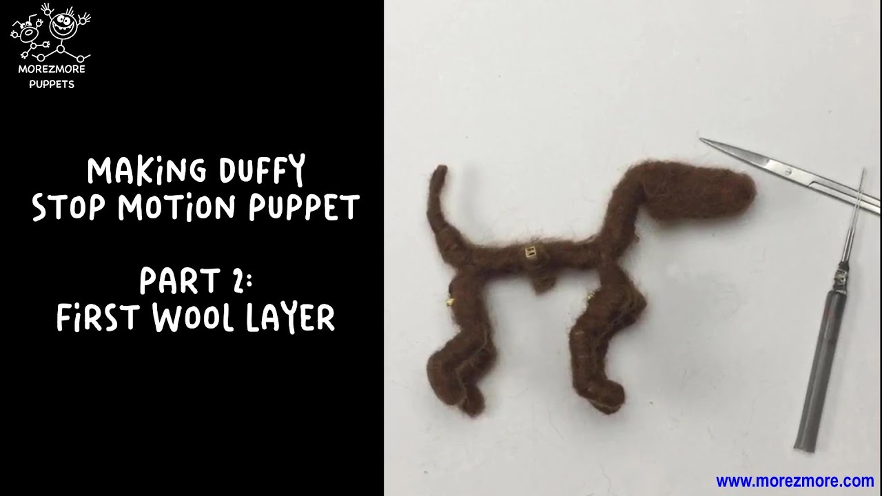Making Duffy Stop Motion Dog Puppet. Part 2 - First Wool Layer - YouTube