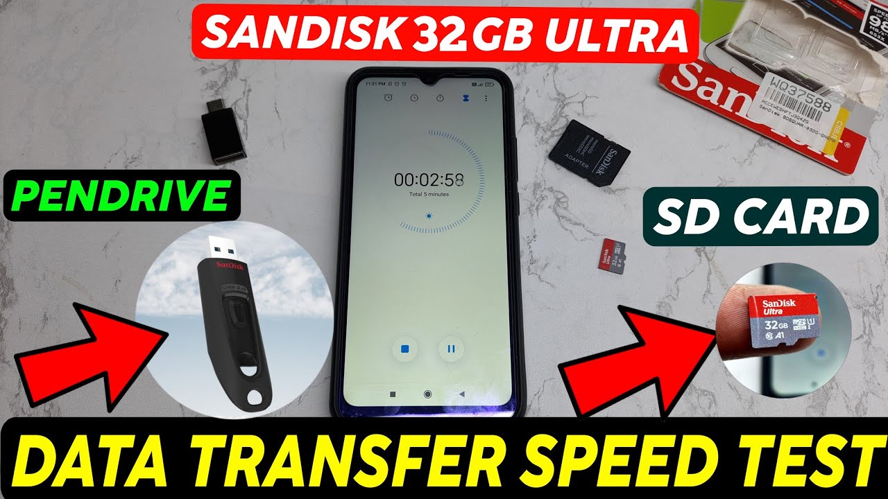 SPEED TEST || sd card vs pen drive speed test || 32GB SANDISK SD card ...