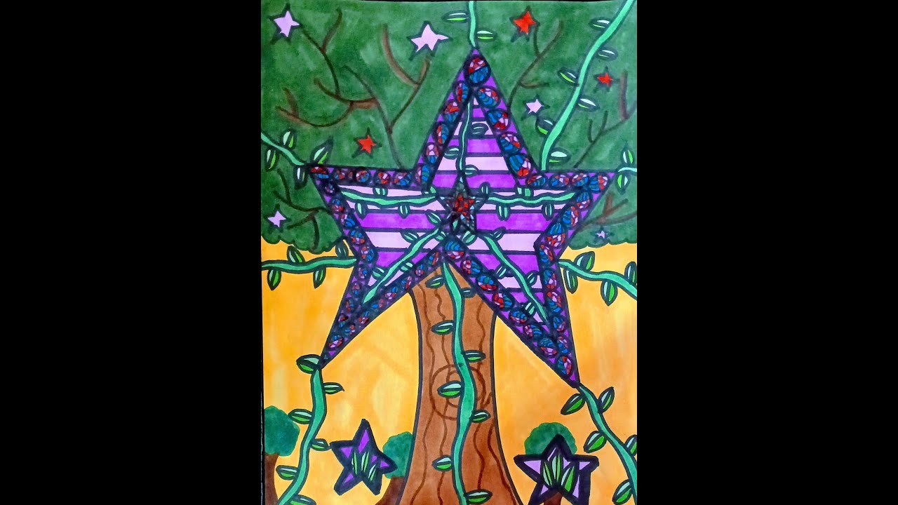 Tree Scenery With A Star Abstract Drawing - YouTube