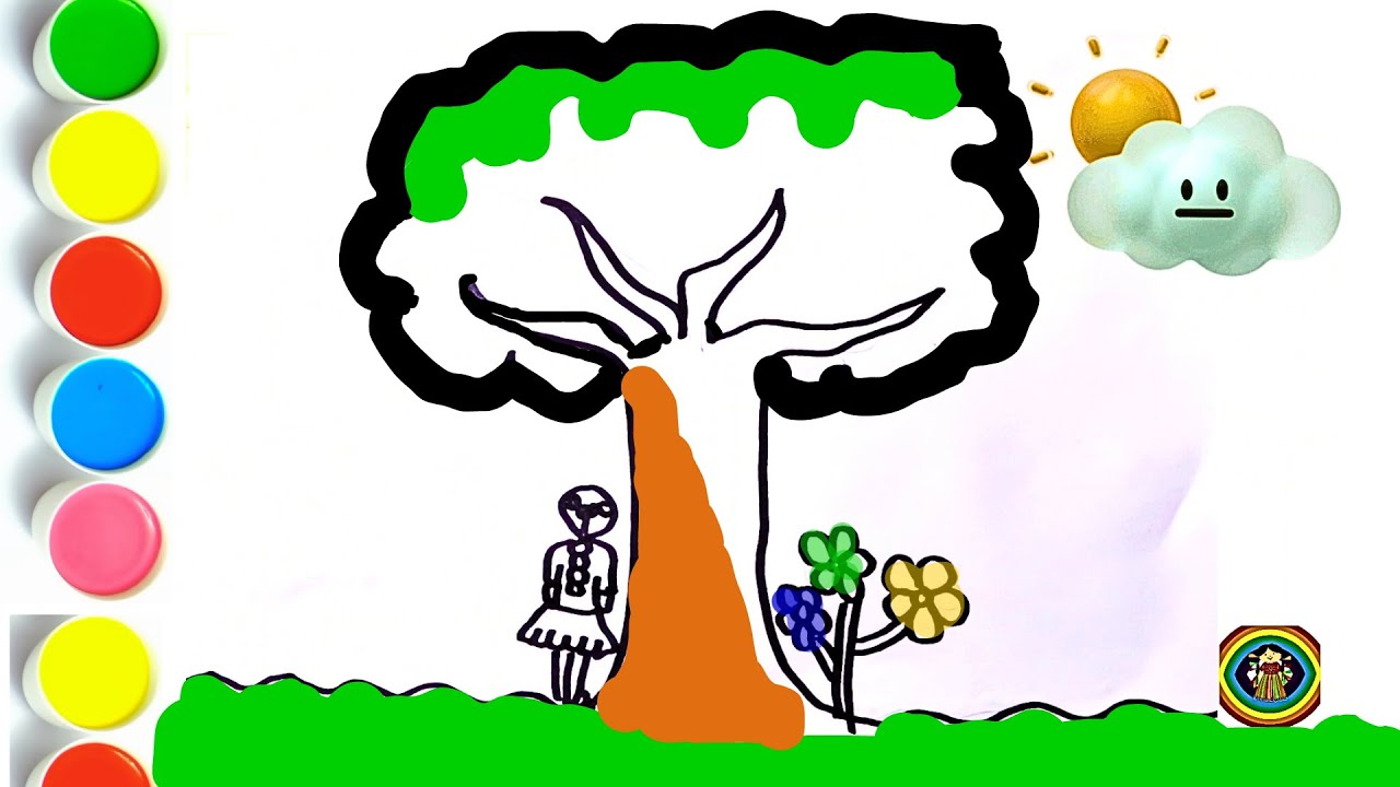 Magical Simple Tree Drawing - Draw for Kids | Sunday Art Class / Tree ...