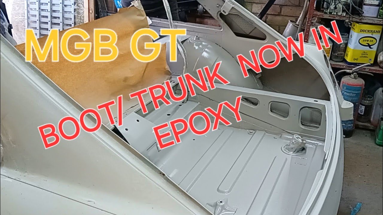 1970 MGB GT Epoxy priming the boot/ trunk area - YouTube