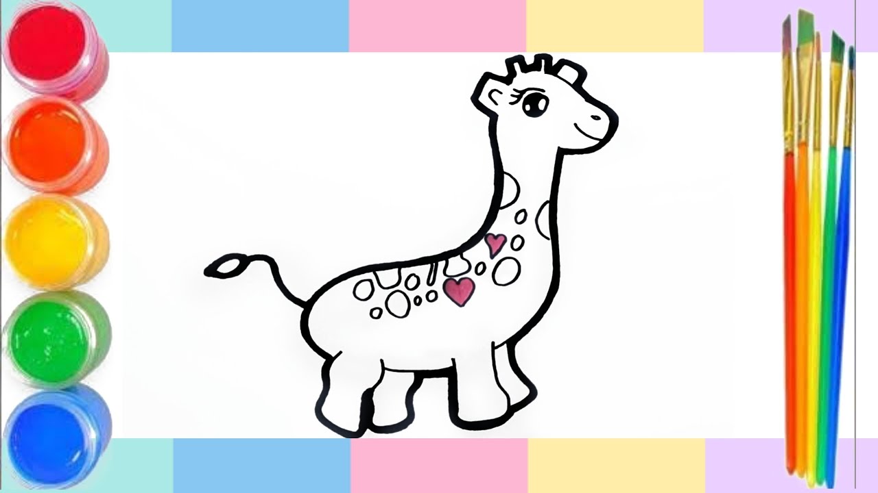Bolalar uchun yoqimli jirafa chizish va rang berish, |How to draw cute🦒 ...