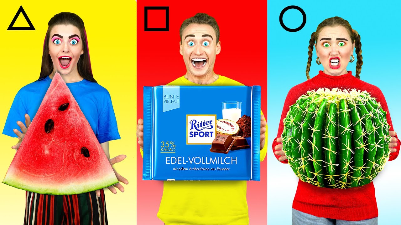 GEOMETRIC SHAPES FOOD CHALLENGE #5 | Eating Funky & Gross Impossible ...