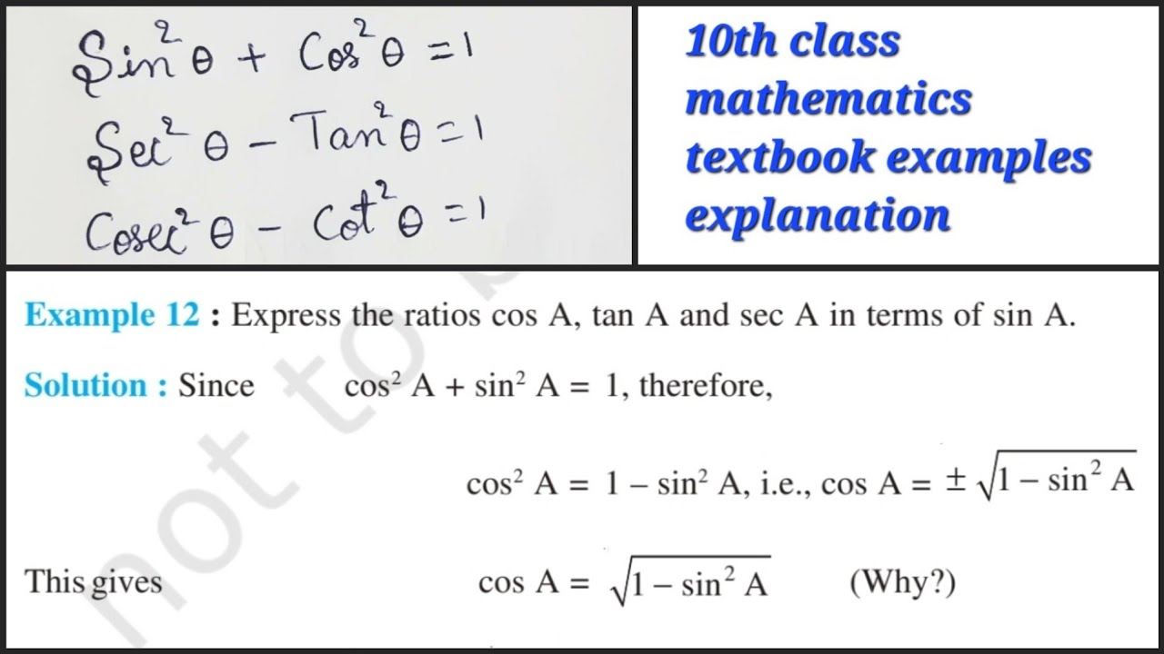Introduction to trigonometry 10th class maths (Part 11: cosec²A-cot²A=1 ...