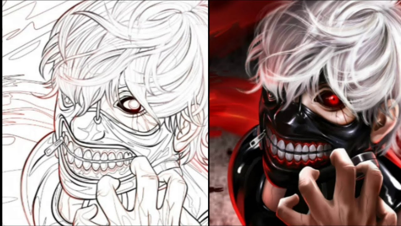 Anime coloring.Kaneki.Tokyo ghoul - YouTube