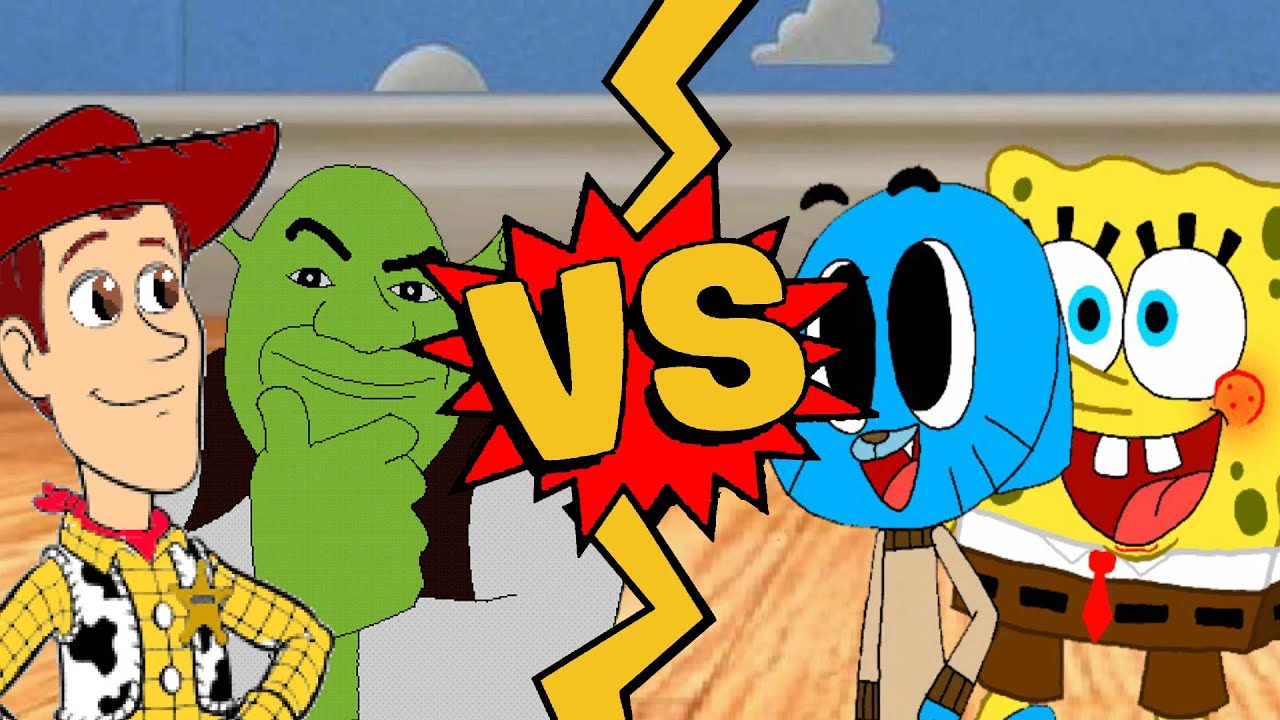 M.U.G.E.N Battles | Sheriff Woody/Shrek vs SpongeBob/Gumball - YouTube