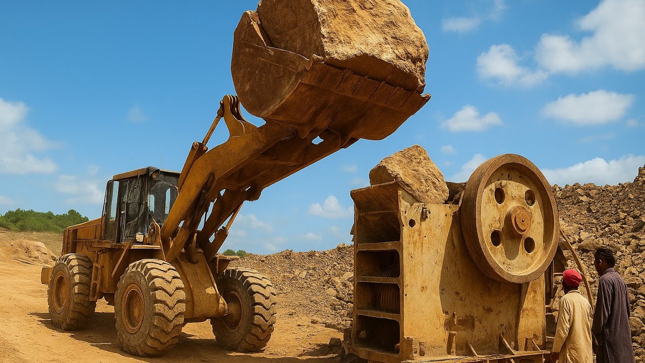 "Giant Rock CRUSHED in Jaw Crusher | Heavy Loader Action | Oddly ...