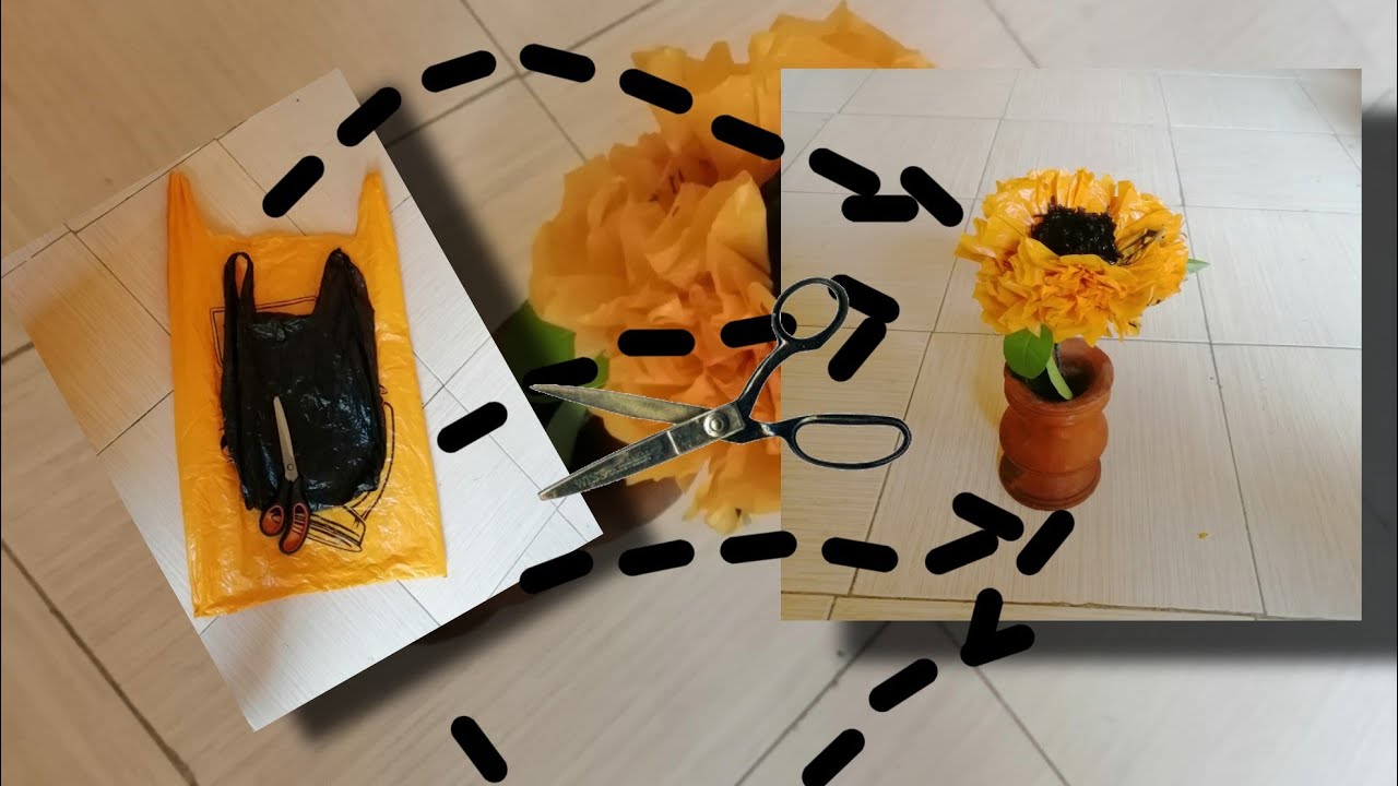 HOW TO MAKE A FLOWER FROM POLYTHENE BAGS/Sunflower 🌻 //Art by Adiyo ...