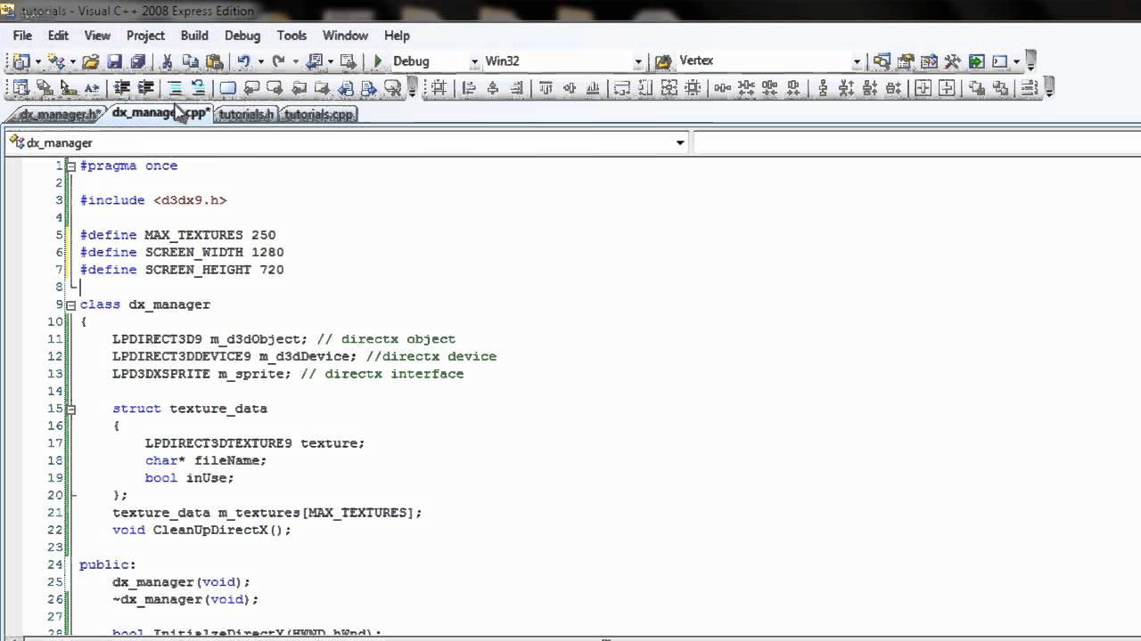 DirectX9 C++ Tutorial 2 - Making a DirectX Manager Part 2/4 - YouTube