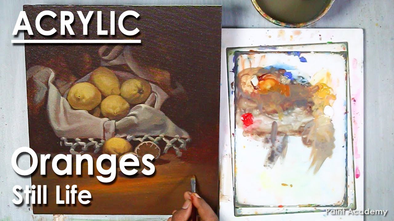Acrylic Painting : Still Life | Oranges in a Drapery - YouTube