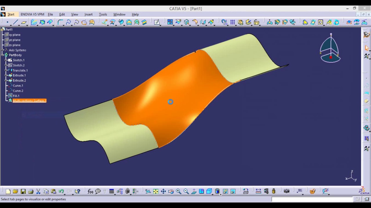 Catia Fill MultiSection Surface ve Blend farkı - YouTube