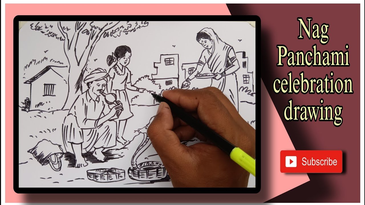 Nag Panchami drawing/Nag Panchami memory/Indian festival nag Panchami ...