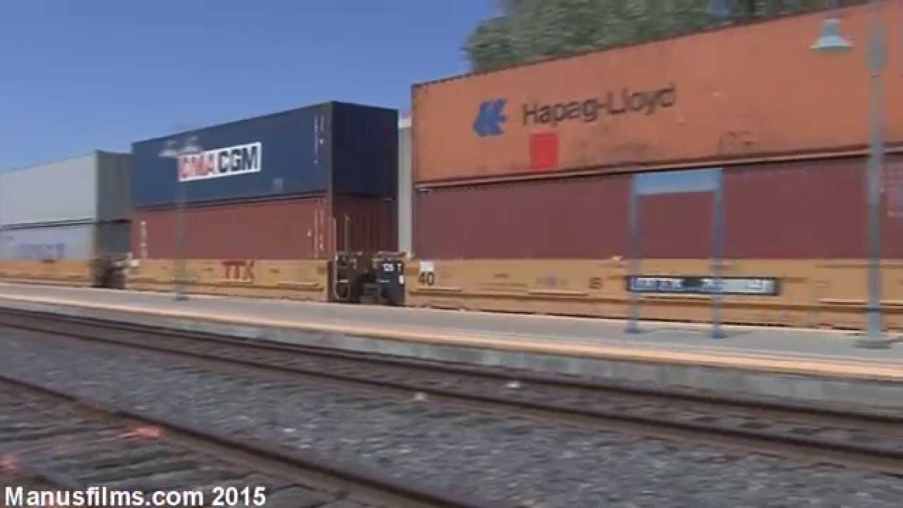 UP #5485 Leads A Stack Train Through Martinez - YouTube