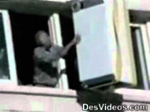 Fridge Falls From Window - YouTube