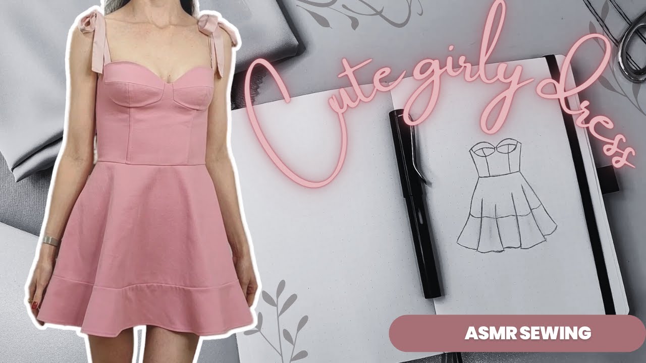 Cute girly dress/ASMR sewing - YouTube