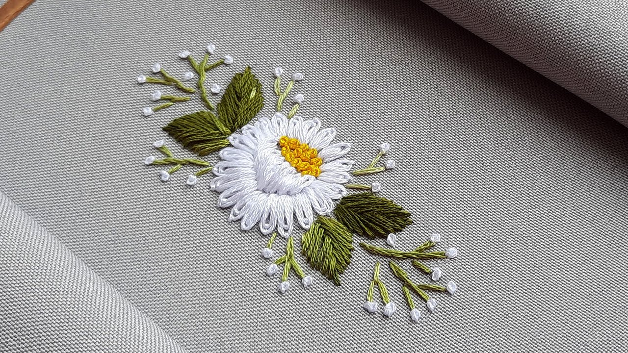 Amazing 3D Daisy Flower Embroidery New Cute end easy design - YouTube