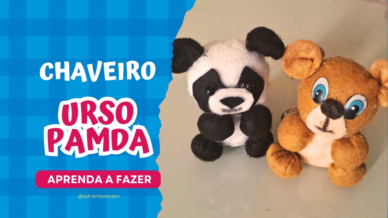 Chaveiro Urso Panda em Feltro Passo a Passo - Ursinho Panda em Feltro Chaveiro - Chaveiro do ...