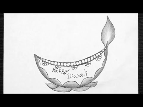 Very Easy Diya Drawing || Diwali Special Diya Drawing || Pencil Drawing ...