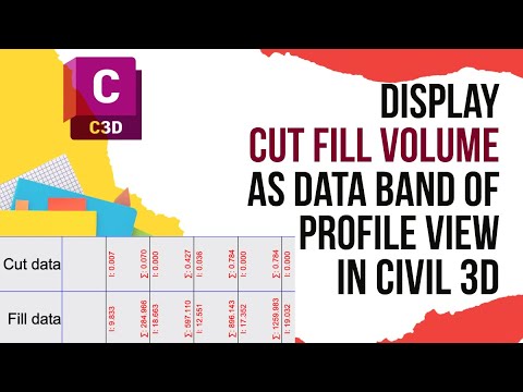Display Cut fill volume as data band of profile view - YouTube