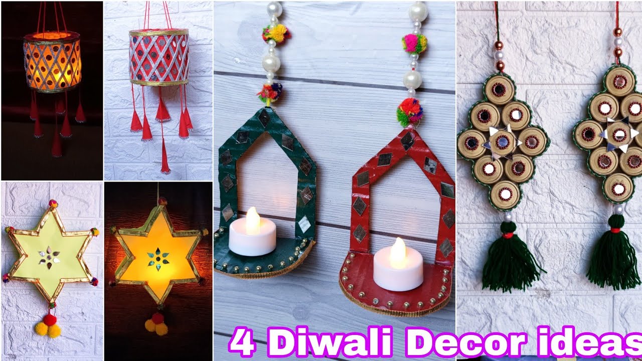 Easy Simple Diwali Decoration ideas | DIY- 4 Diwali Decor Craft ...