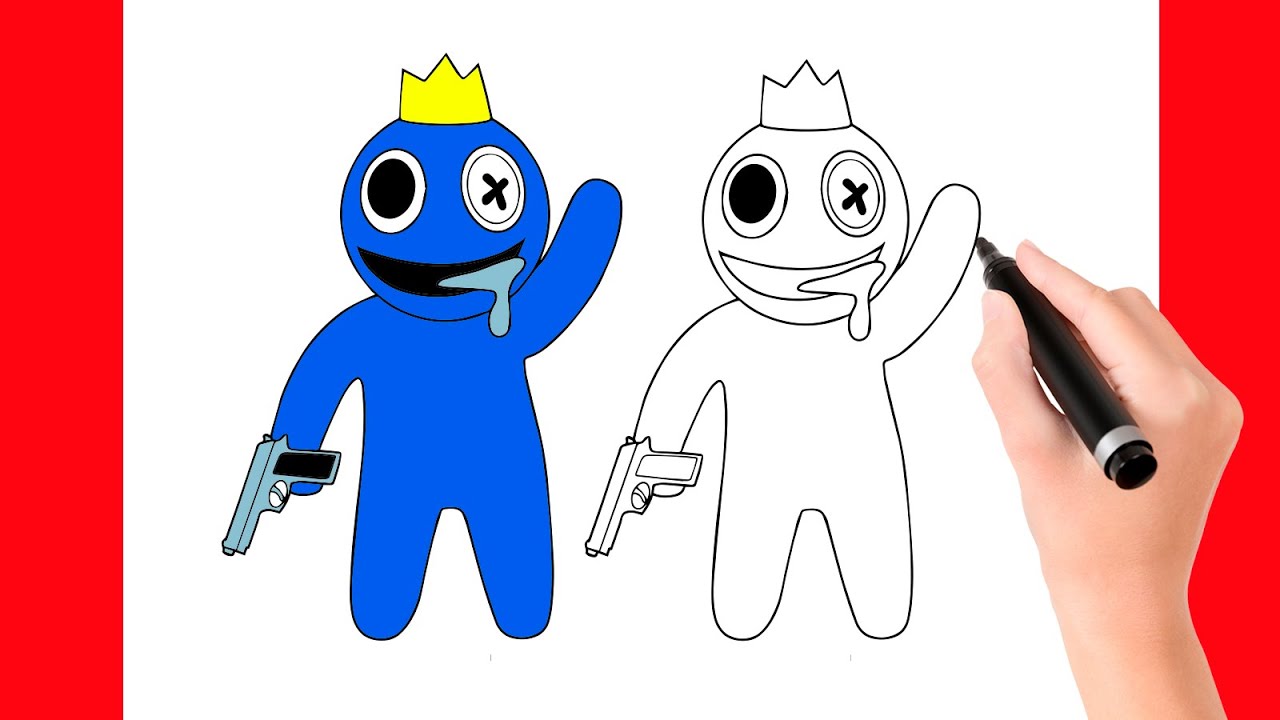 How to Draw Blue Rainbow Friends Roblox - Step by Step - YouTube